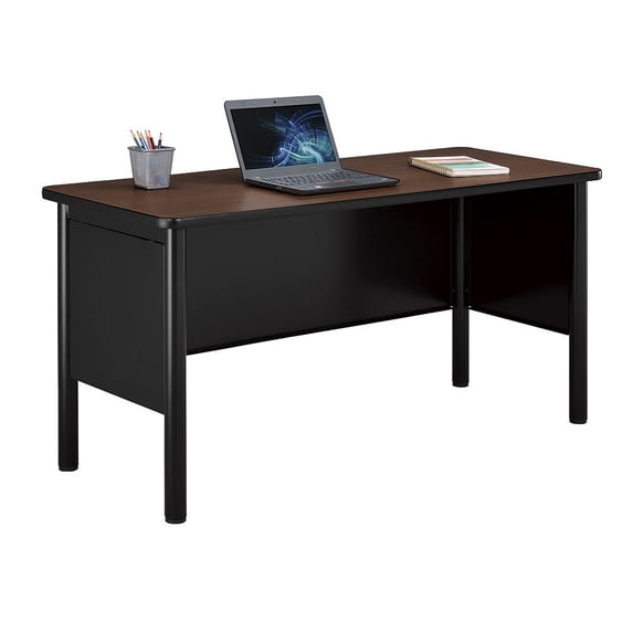 Stahl Steel Desk Shell with Laminate Top 72"W x 24"D Walnut Laminate ...