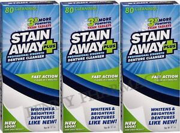 Stain Away Plus Denture Cleanser 8.1 oz, Pack of 3 - Walmart.com