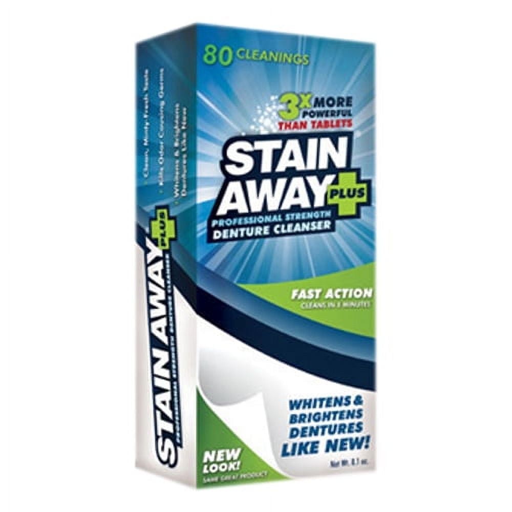 Stain Away Plus Denture Cleanser Powder, 8.1 Oz, Professional Strength ...