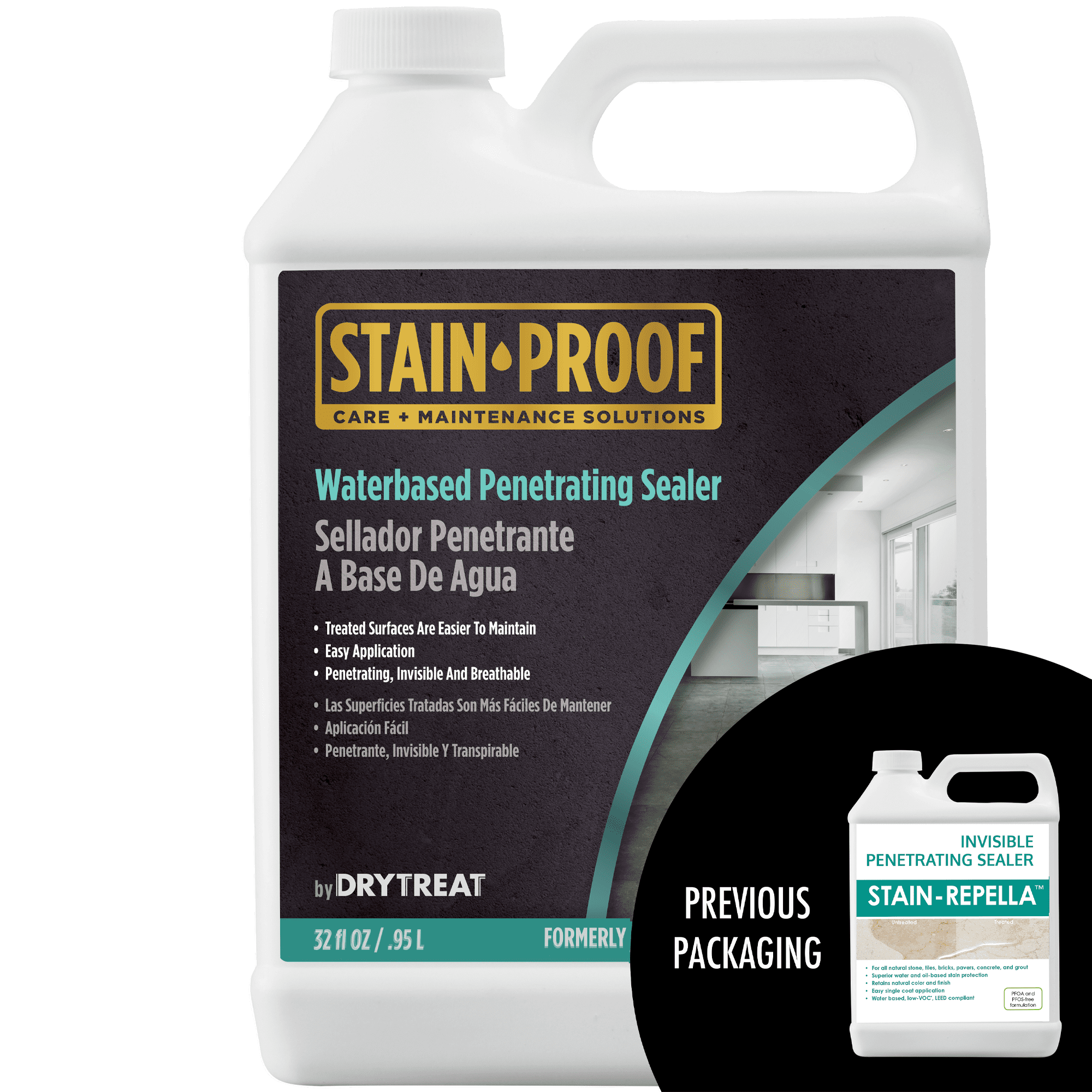 STAIN-PROOF Waterbased Penetrating Sealer, Stain Repellent for Concrete ...