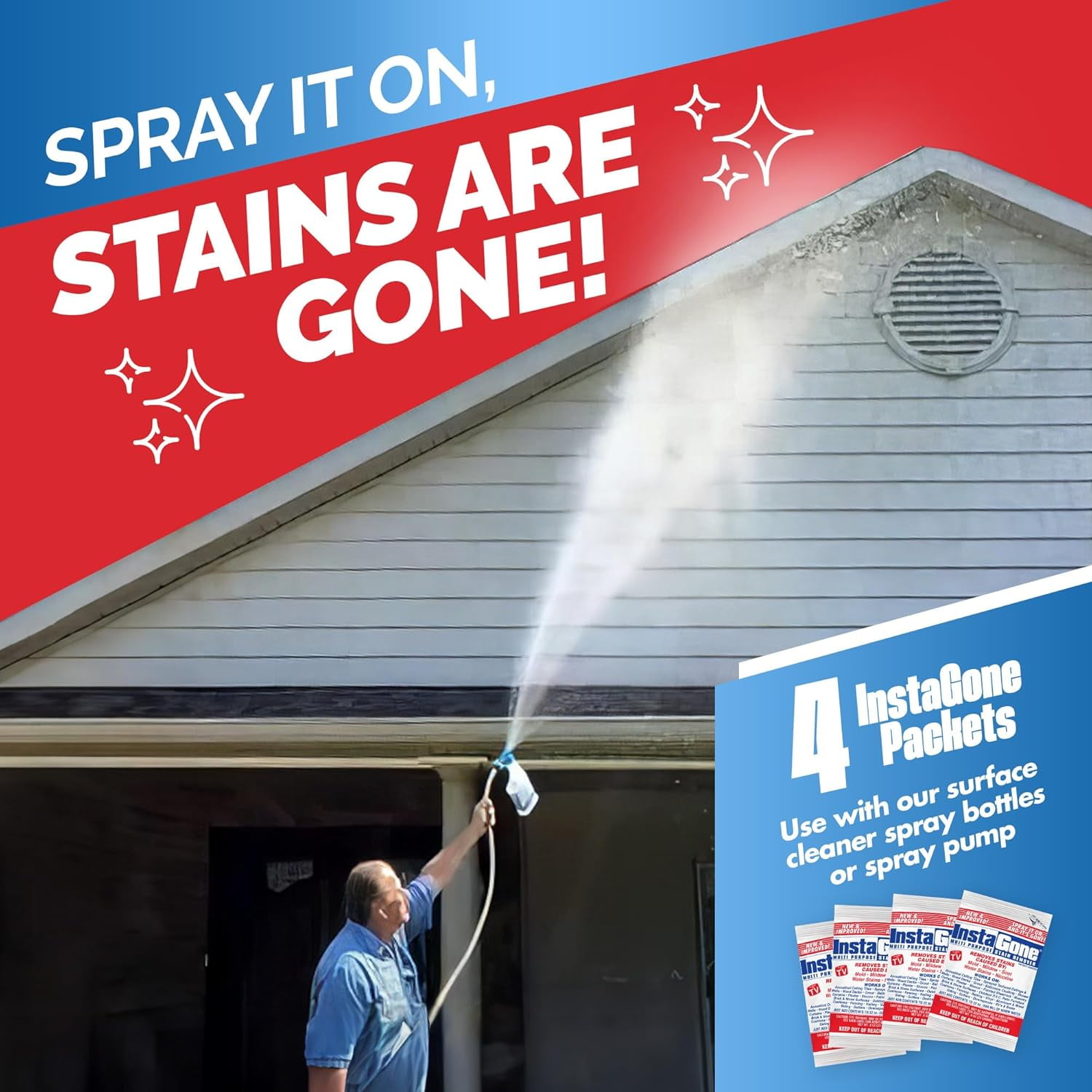 Stain Remover 4 Pack Refill - Indoor Outdoor Surface Cleaner for Ceilings, Walls, Bathrooms ...