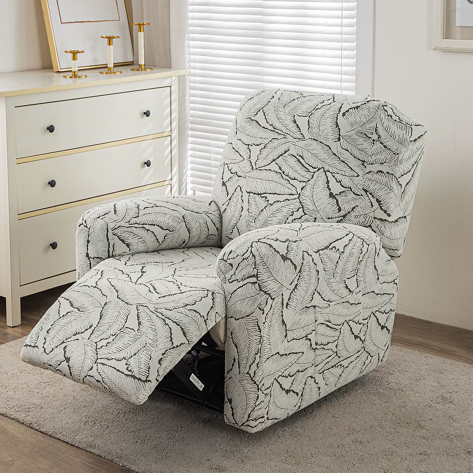 Stain Resistant Stretch Recliner Cover - Non Slip, Artistic Leaf Design ...