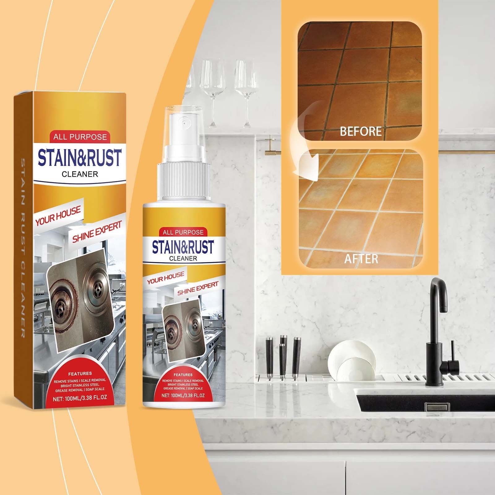 Stain & Rust Cleaner Rust Stain Remover Spray Remove Rust Stains in ...