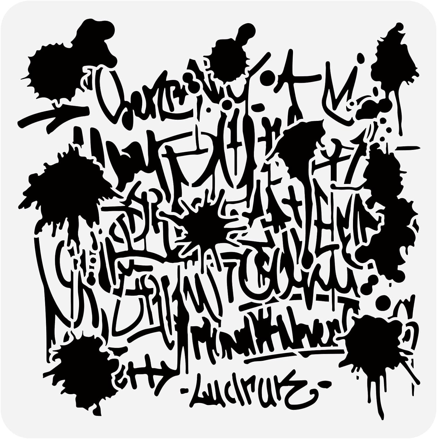 Stain and Splatter Stencil 11.8x11.8 inch Messy Writing Stencil Plastic ...
