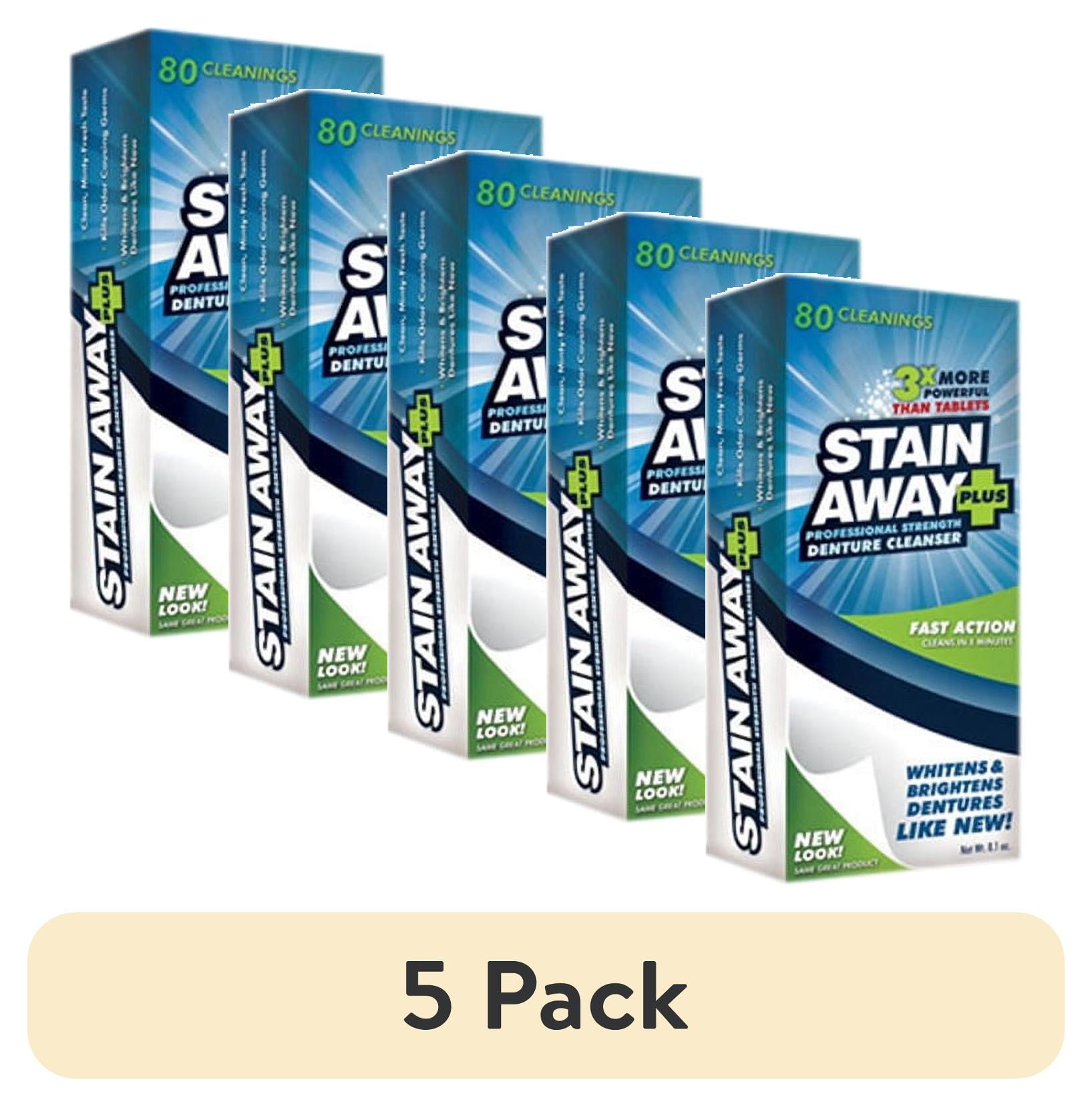 (5 pack) Stain Away Plus Professional Strength Denture Cleanser Powder ...