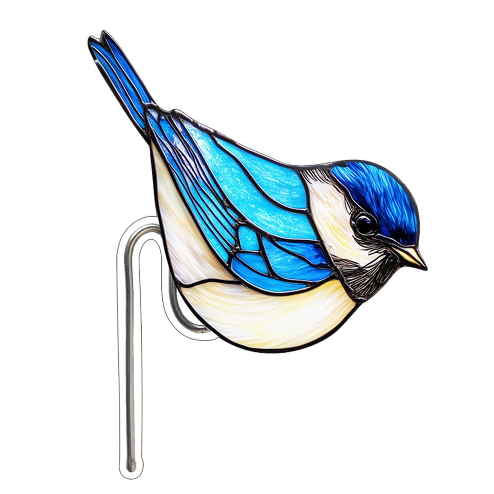 Stained Acrylic Bird Flower Pot Hugger, Colorful Bird Garden Decoration ...