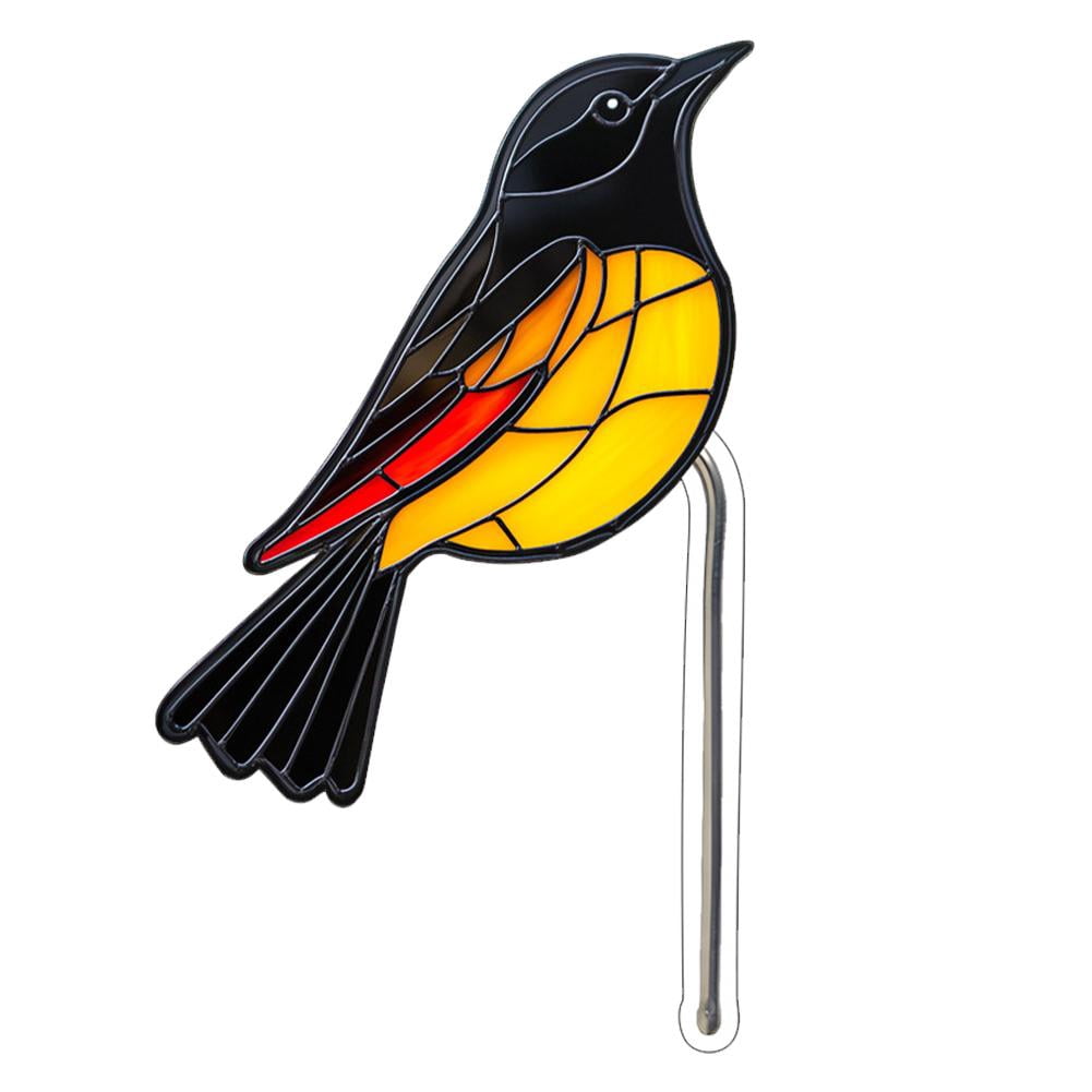Stained Acrylic Bird Flower Pot Hugger, Colorful Bird Garden Decoration ...