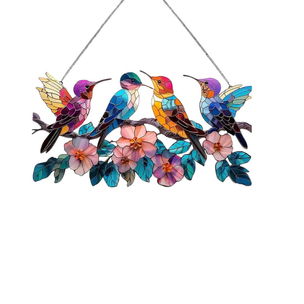 Stained Acrylic Birds on Branch Desktop Ornaments Acrylic Material W3B9 ...
