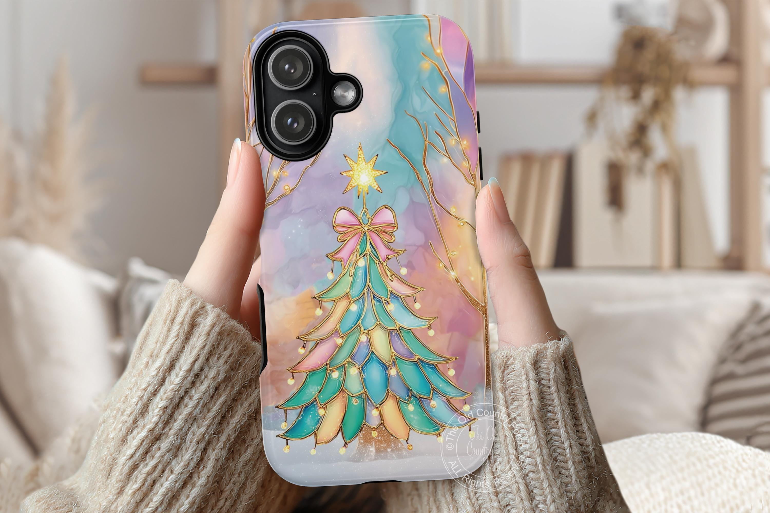 Stained GlTree Glow Phone Case Elegant Holiday Art for iPhone 17 ...