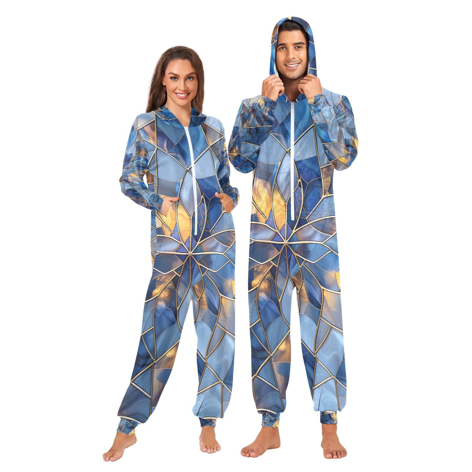 Stained Glass Adult Onesie Pajamas Slim Fit Christmas One Piece Suit ...