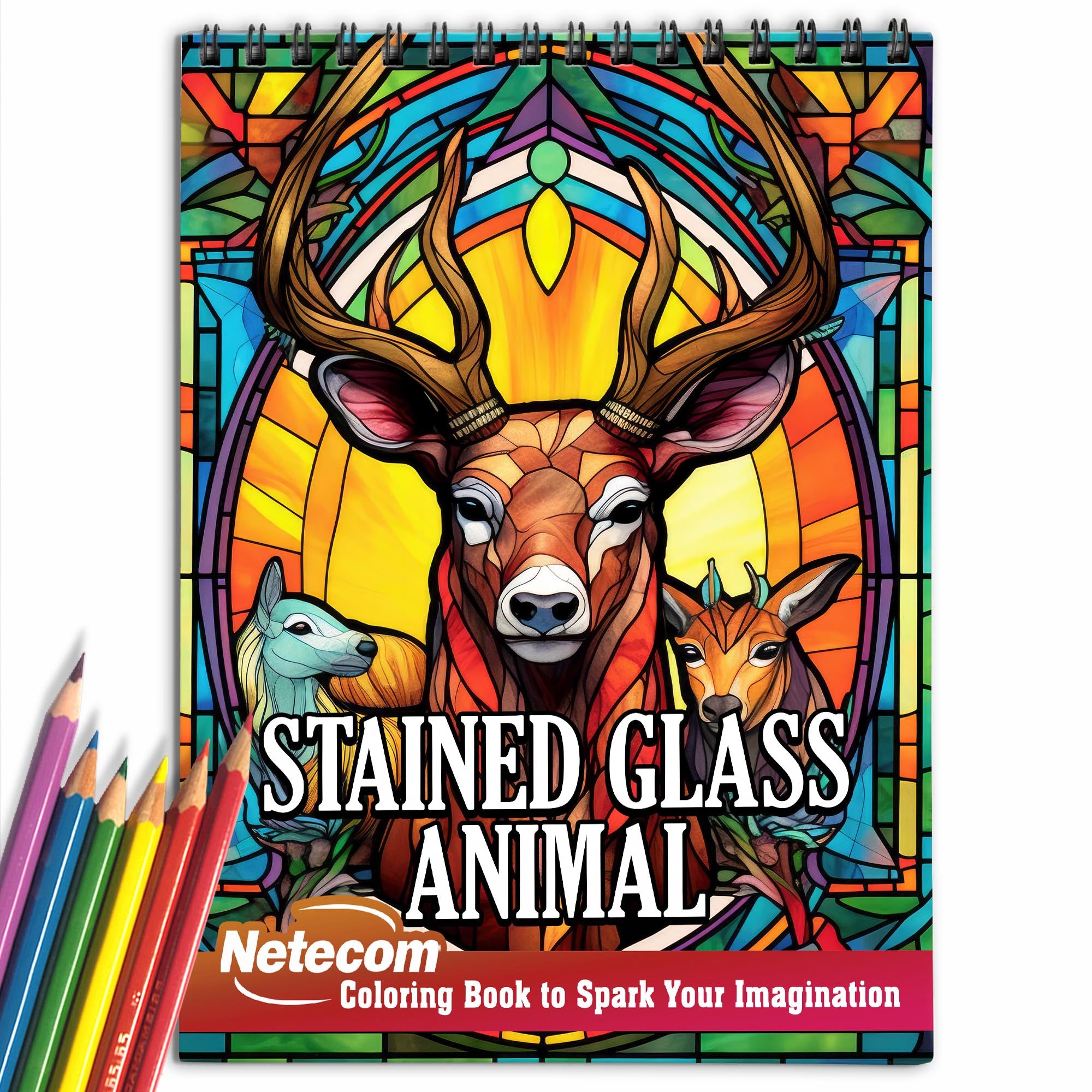Stained Glass Animal Spiral Bound Coloring Book, Discover the ...