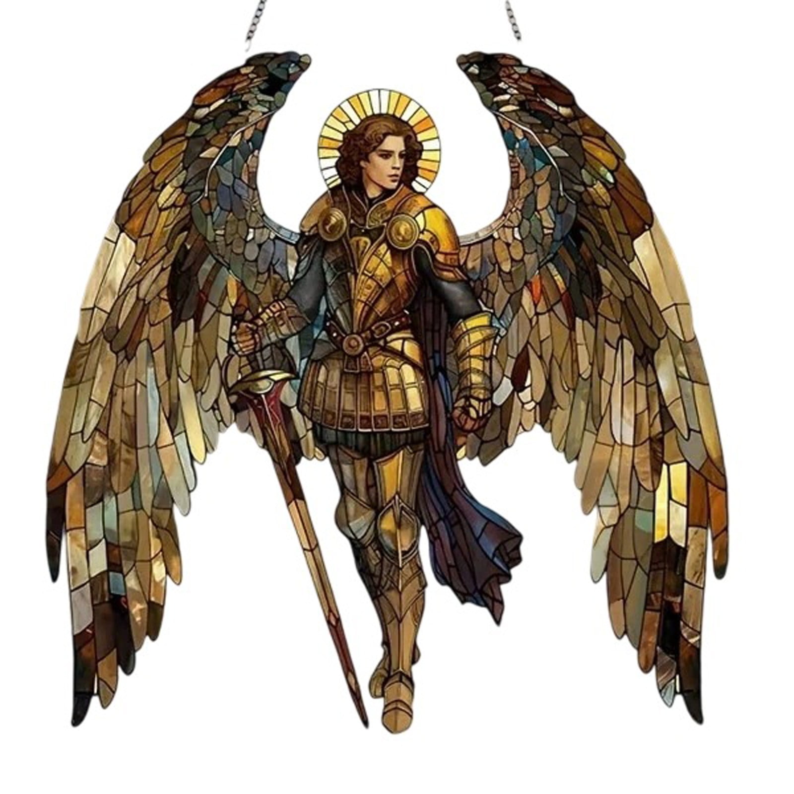 Stained Glass Archangel Michael Suncatcher | Spiritual Home Decor | Handcrafted Angel Ornament ...