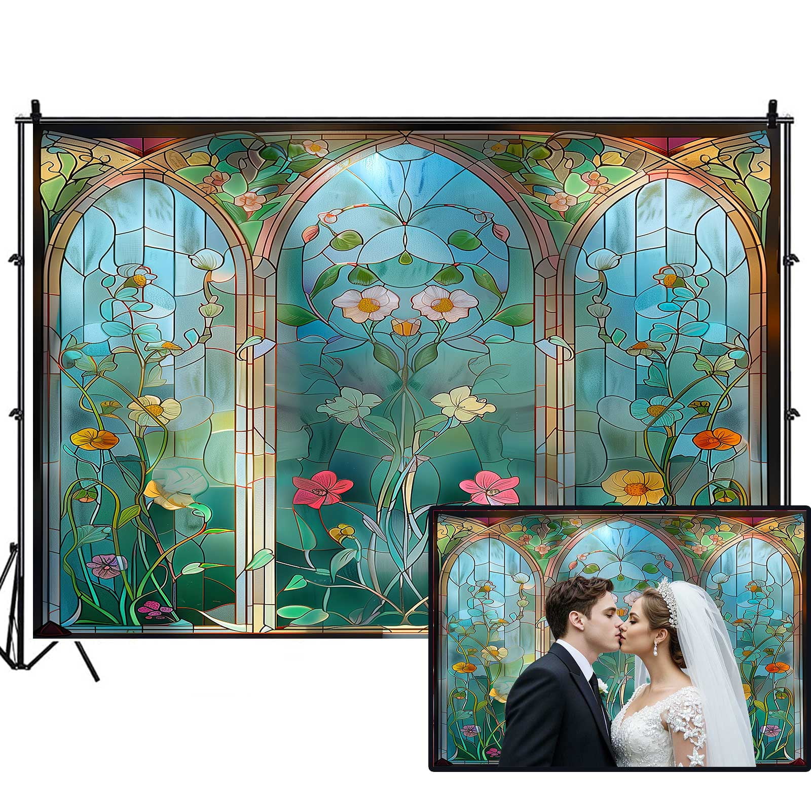 Stained Glass Backdrops for Photoshoot, Bridal Shower Picture Party ...