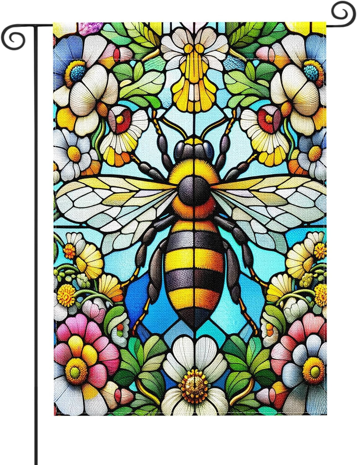 Stained Glass Bee Garden Flag Spring Summer Garden Flags 12x18 inch ...
