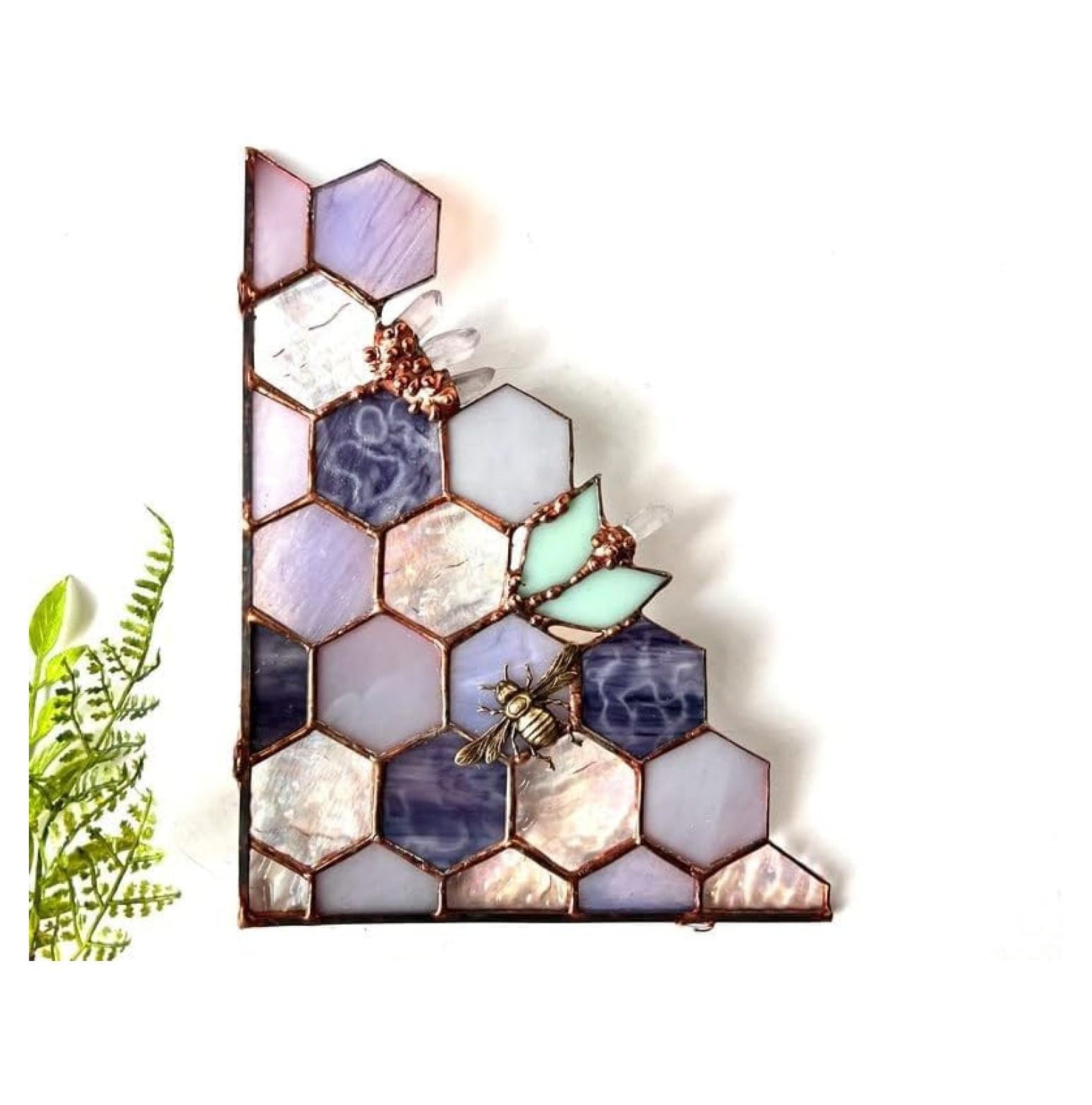 Stained Glass Beehive Corner. Honeycomb Stained Glass Suncatcher ...