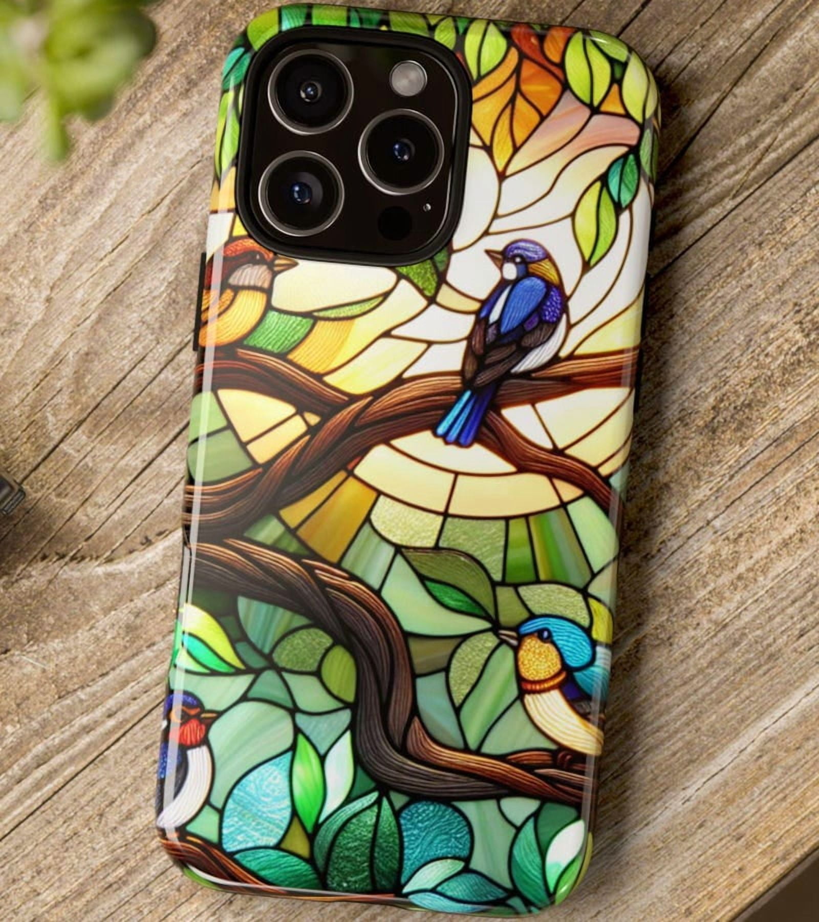 Stained Glass Bird Phone Case Nature Inspired Spring Art for iPhone 12 ...