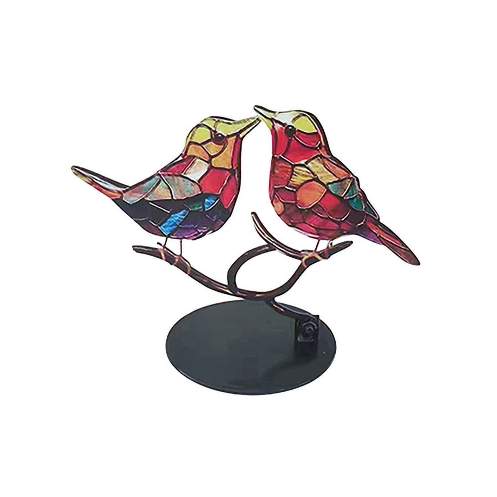 Stained Glass Birds on Branch Desktop Ornaments,Double Sided Multicolor ...