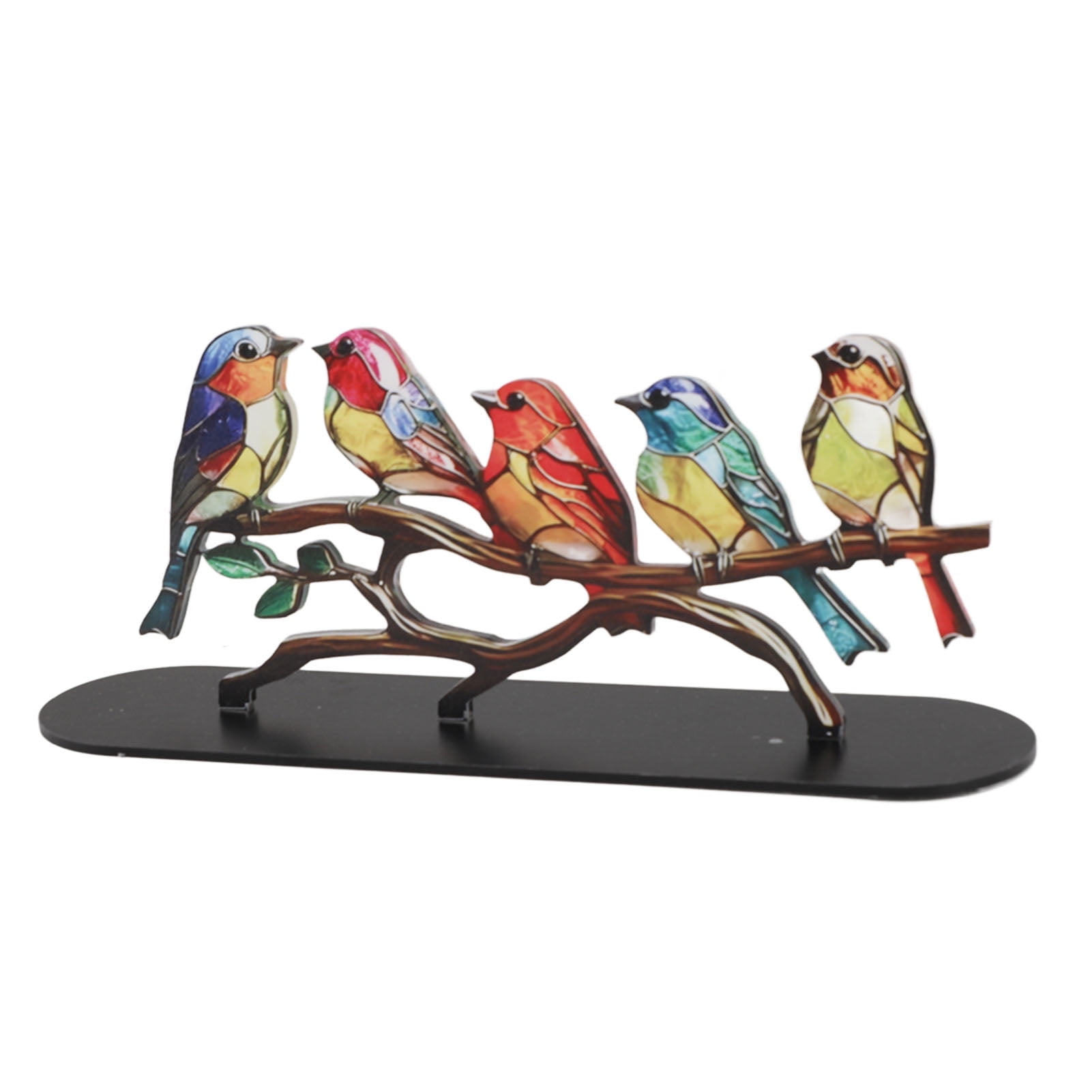 Stained Glass Birds on Branch Ornaments Craft Acrylic Colorful Vivid ...