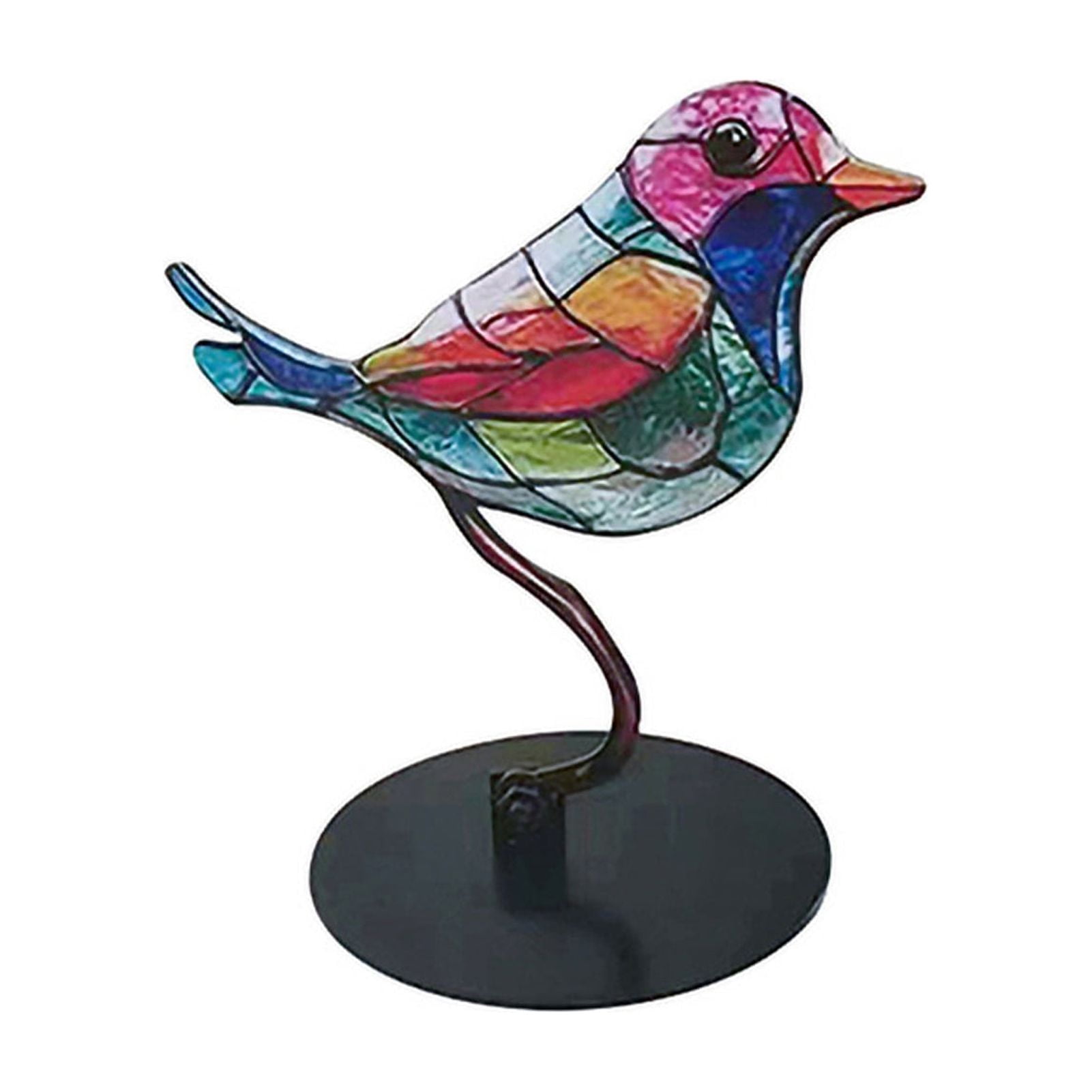 Stained Glass Birds On Branch Desktop Ornaments Double Sided Multicolor ...