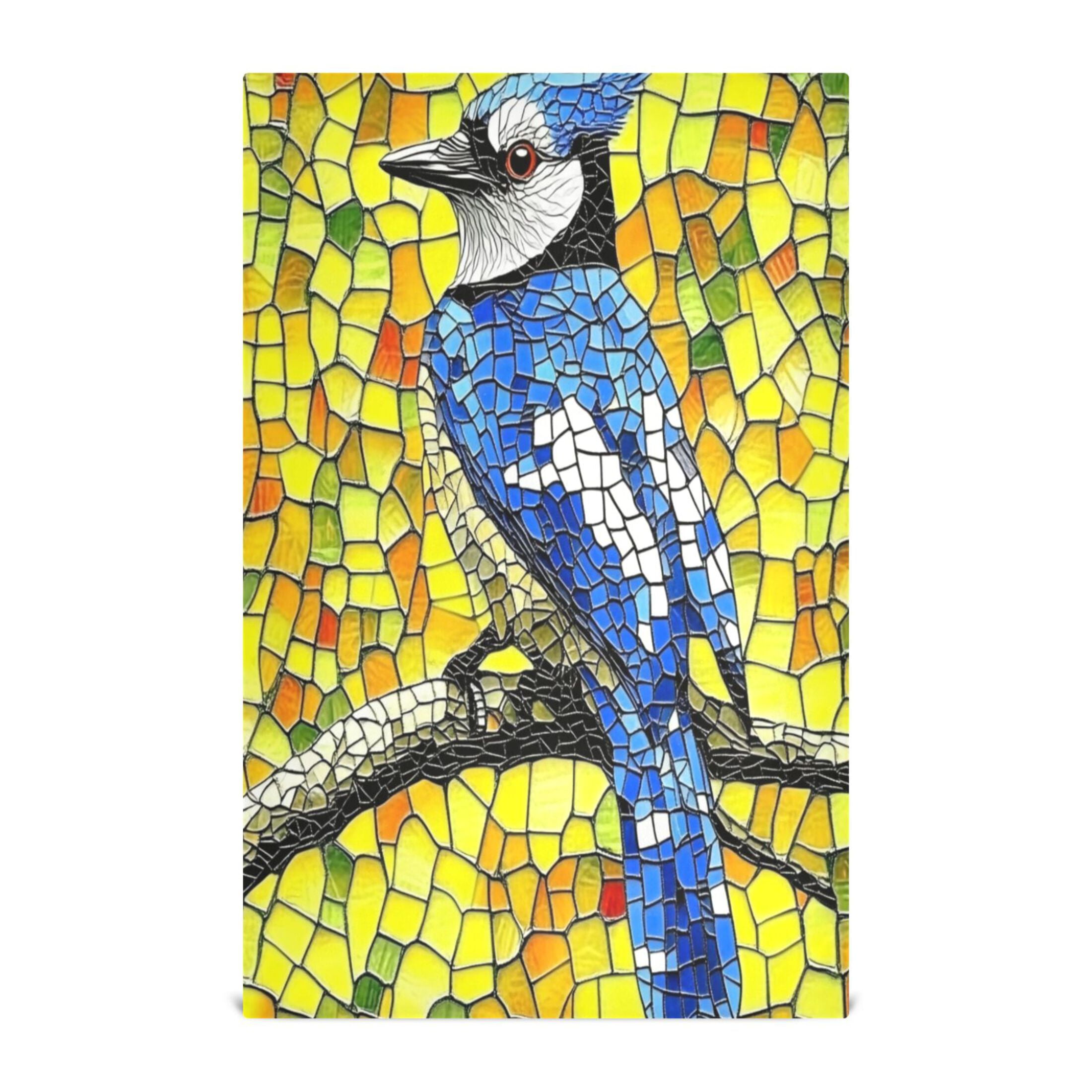 Stained Glass Blue Jay Decorative Waffle Towel Kitchen Dishcloth ...