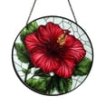 Stained Glass Botanical Suncatcher featuring Red Hibiscus Flower ...