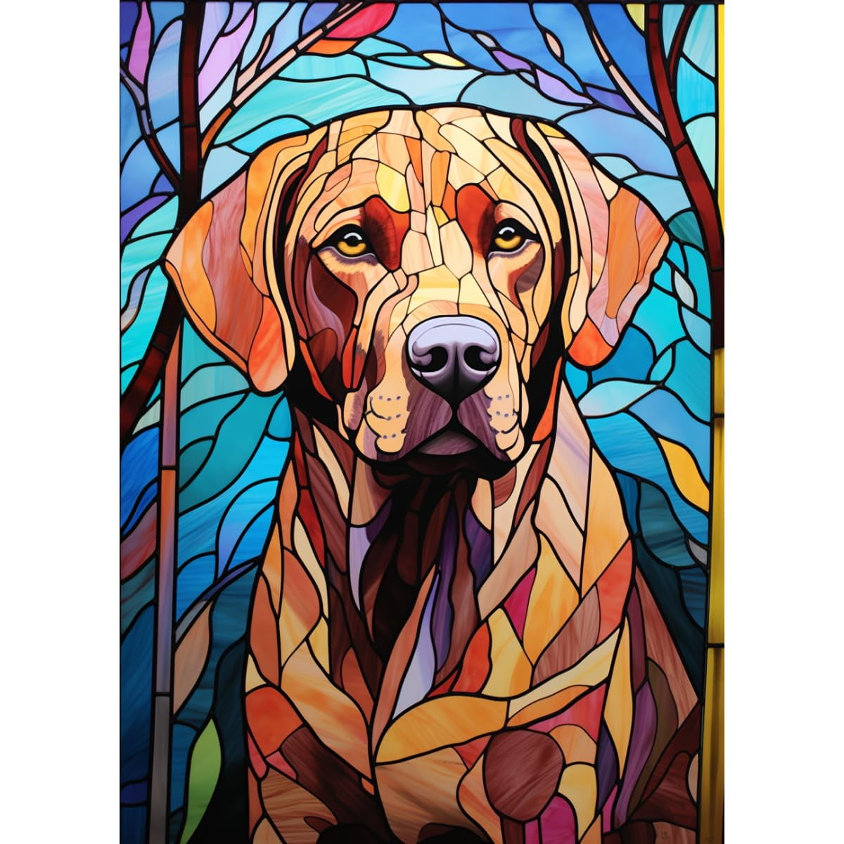 Stained Glass Brown Labrador Dog 5D Diamond Art DIY Paint with Full ...