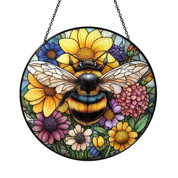 Stained Glass Bumblebee Window Hanging Art - Walmart.com
