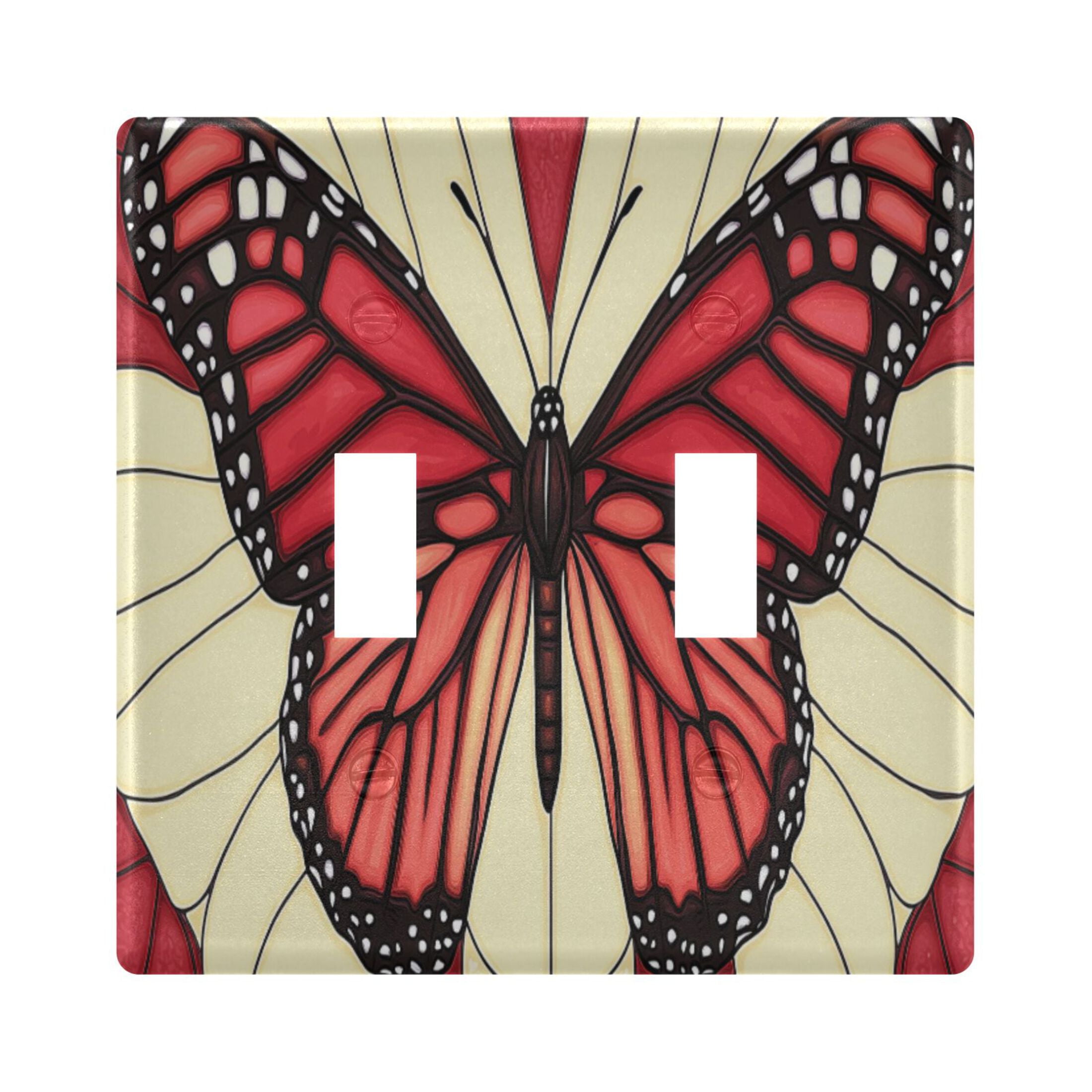 Stained Glass Butterfly Pattern Fireproof Switch Plate with Rounded ...