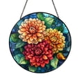 Stained Glass Chrysanthemum Round Suncatcher Window Hanging Art Panel ...