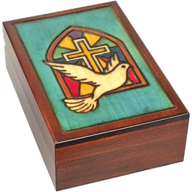 Stained Glass Church Window Cross with Handmade Polish Keepsake Jewelry ...