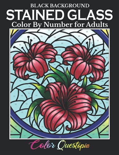 Pre-Owned Stained Glass Color by Number For Adults BLACK BACKGROUND ...