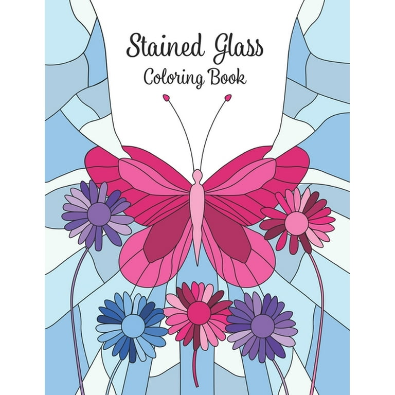 flower stained glass coloring pages