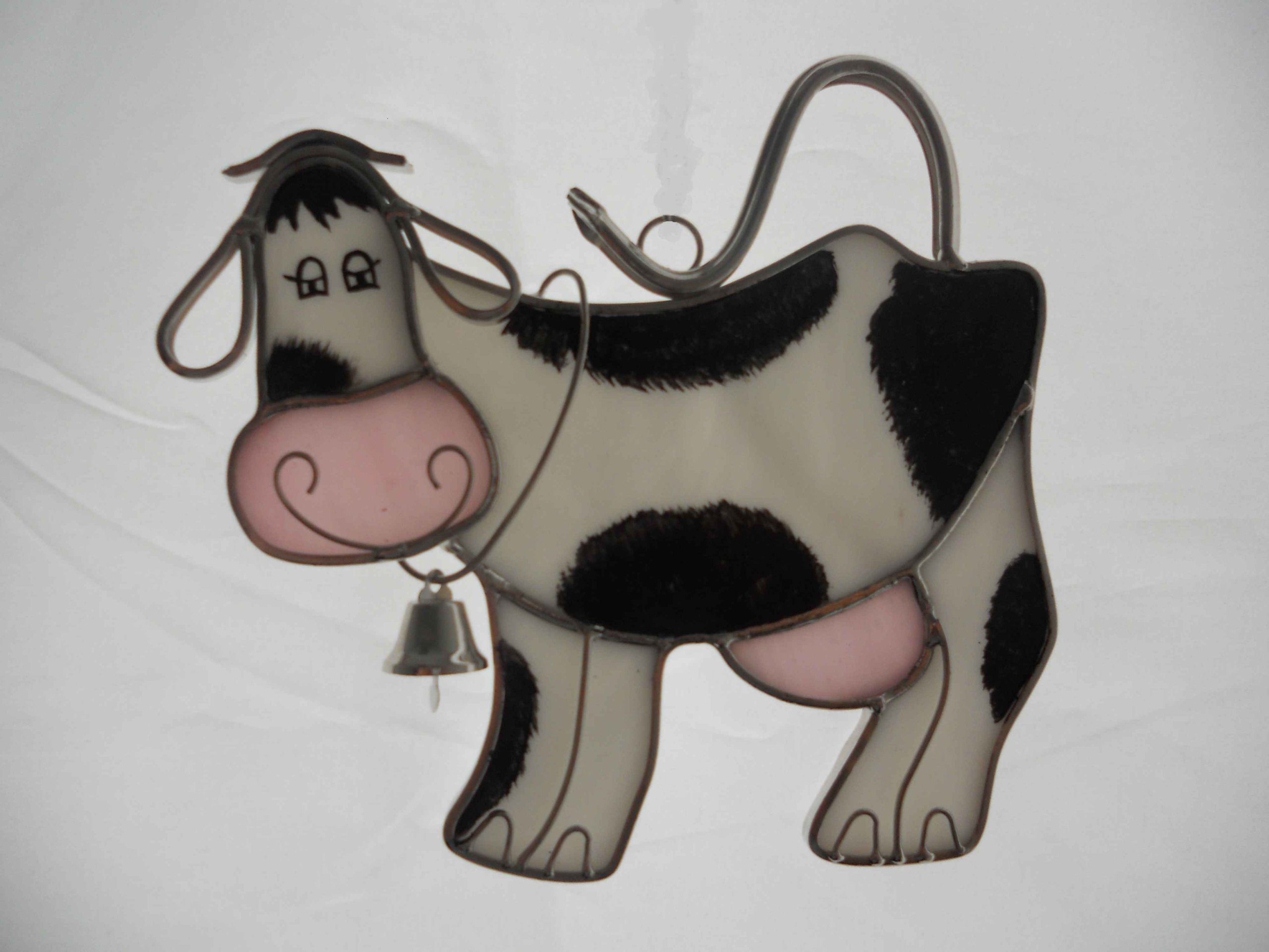 Stained Glass Cow Suncatcher - Stained Glass Black & White Cow with ...