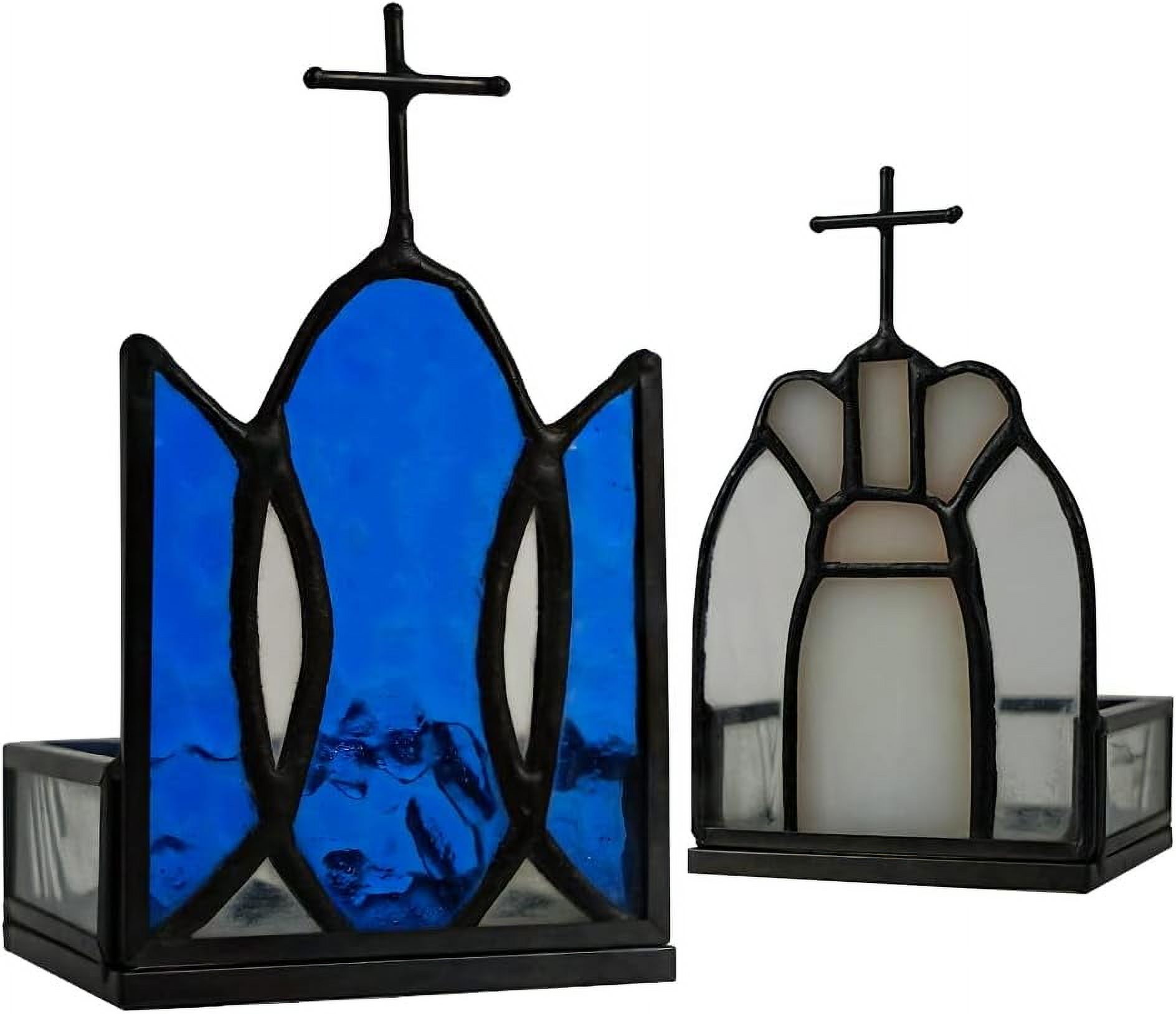 Stained Glass Cross Candles Holder, Memorial Candles for Loss of a ...