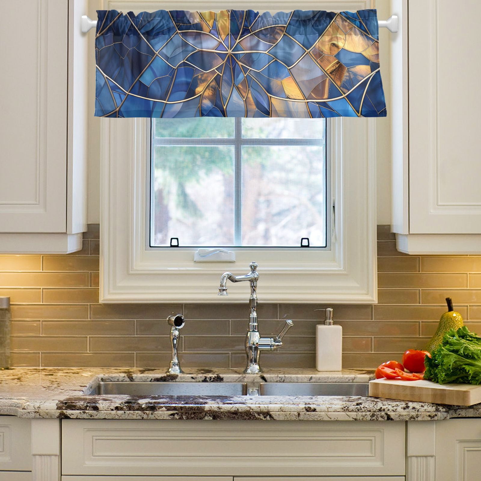 Stained Glass Curtain Valances Farmhouse Design Window Treatment Decor ...