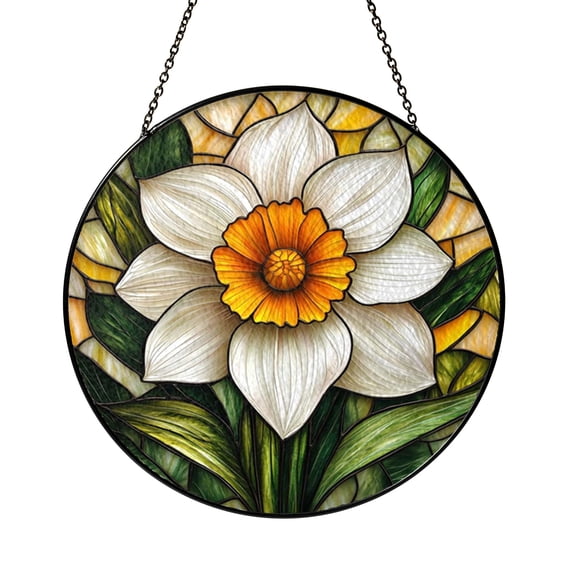 Stained Glass Daffodil Bloom Window Hanging Art2101 - Walmart.com