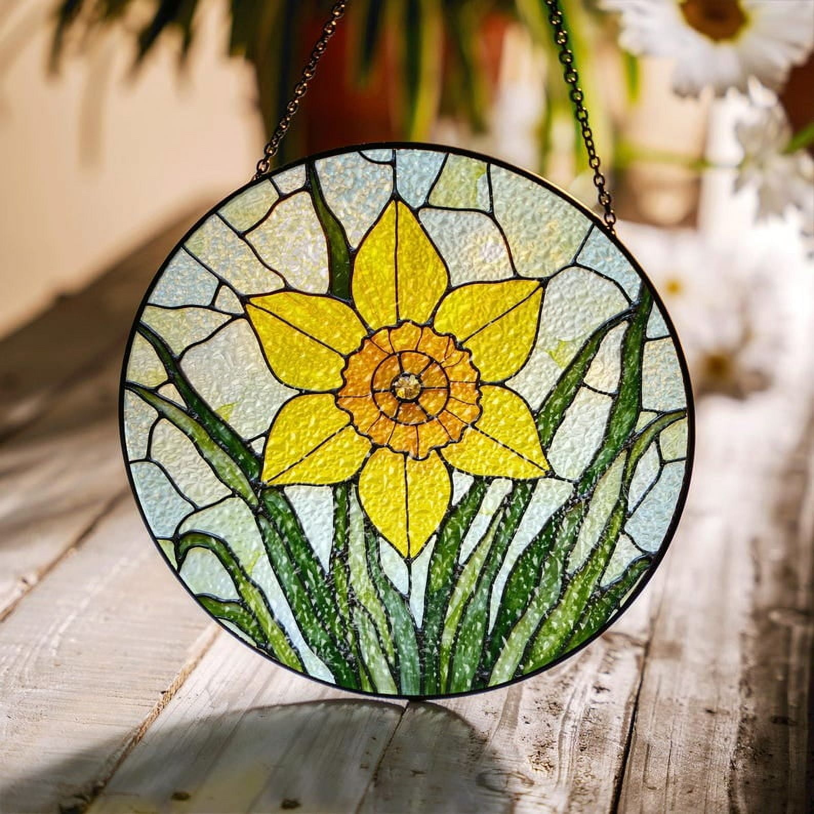 Stained Glass Daffodil Sun Catcher Beautiful Yellow Flower Suncatcher ...
