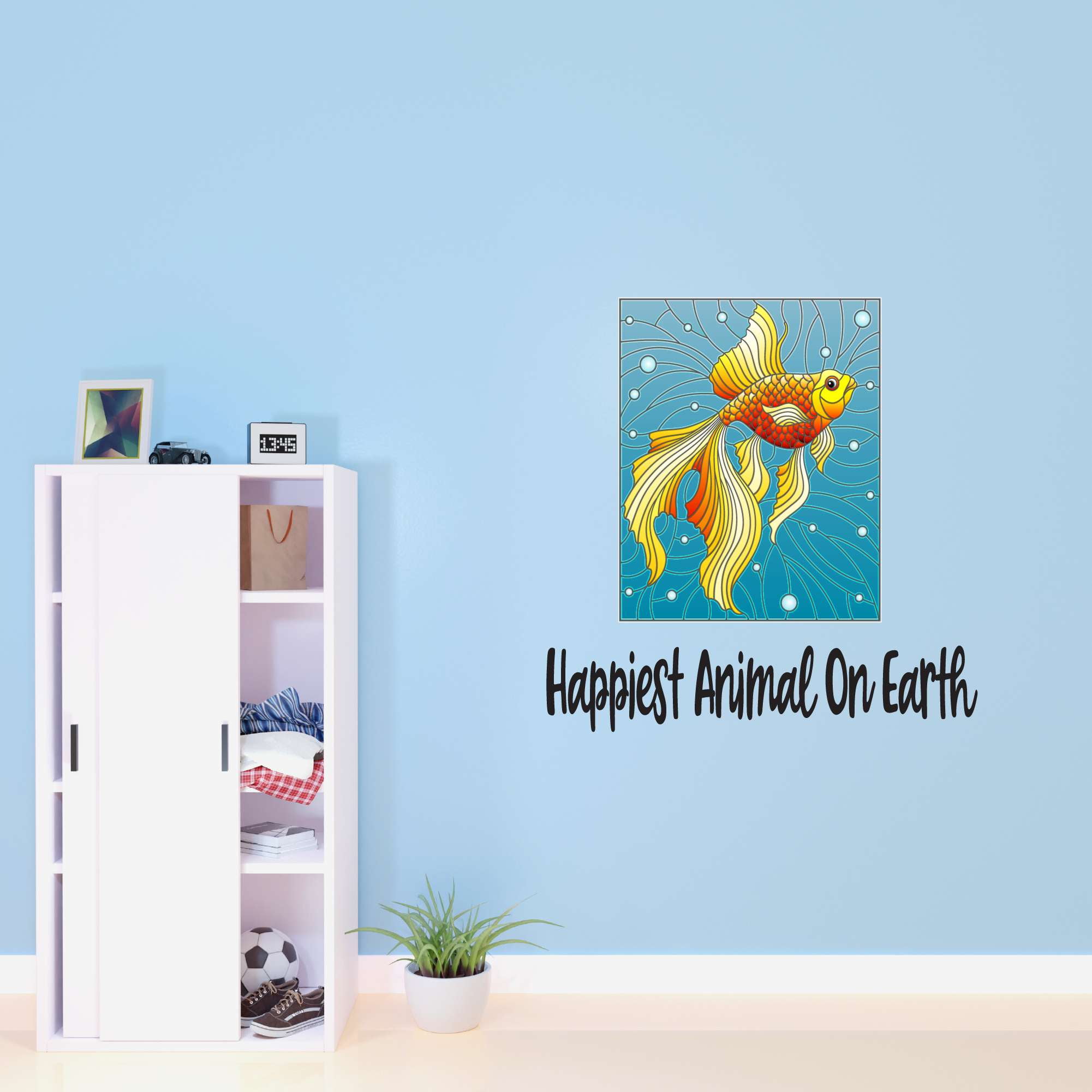 Stained Glass Decals Stickers Fancy Fish Happy Beautiful Crown Prince ...