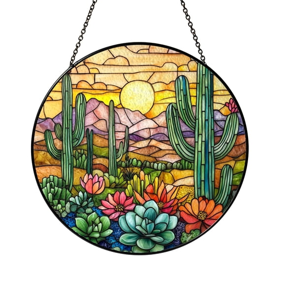 Stained Glass Desert Cactus Window Hanging Art - Walmart.com