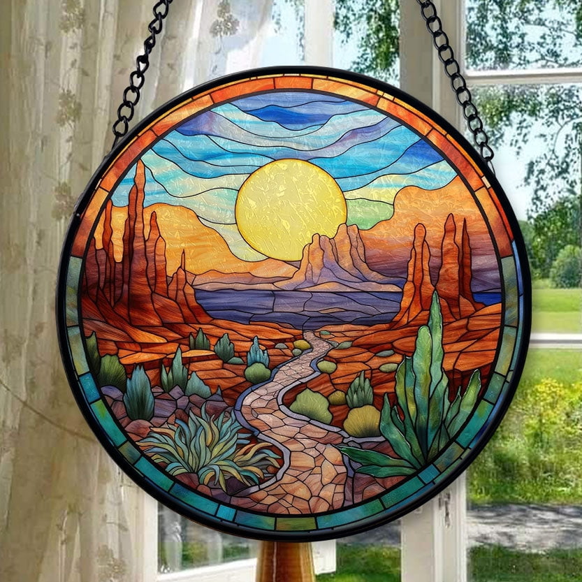Stained Glass Desert Window Hanging, Suncatchers for Windows Diamond ...