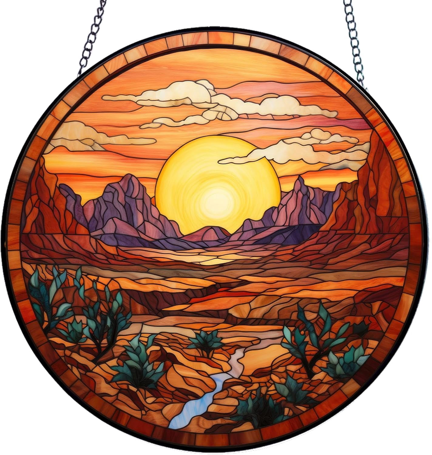 Stained Glass Desert Window Hanging, Suncatchers for Windows Diamond ...