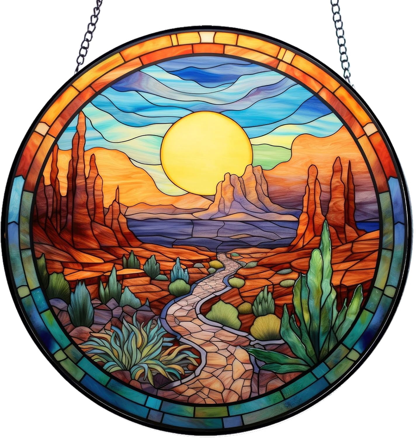 Stained Glass Desert Window Hanging, Suncatchers for Windows Diamond ...