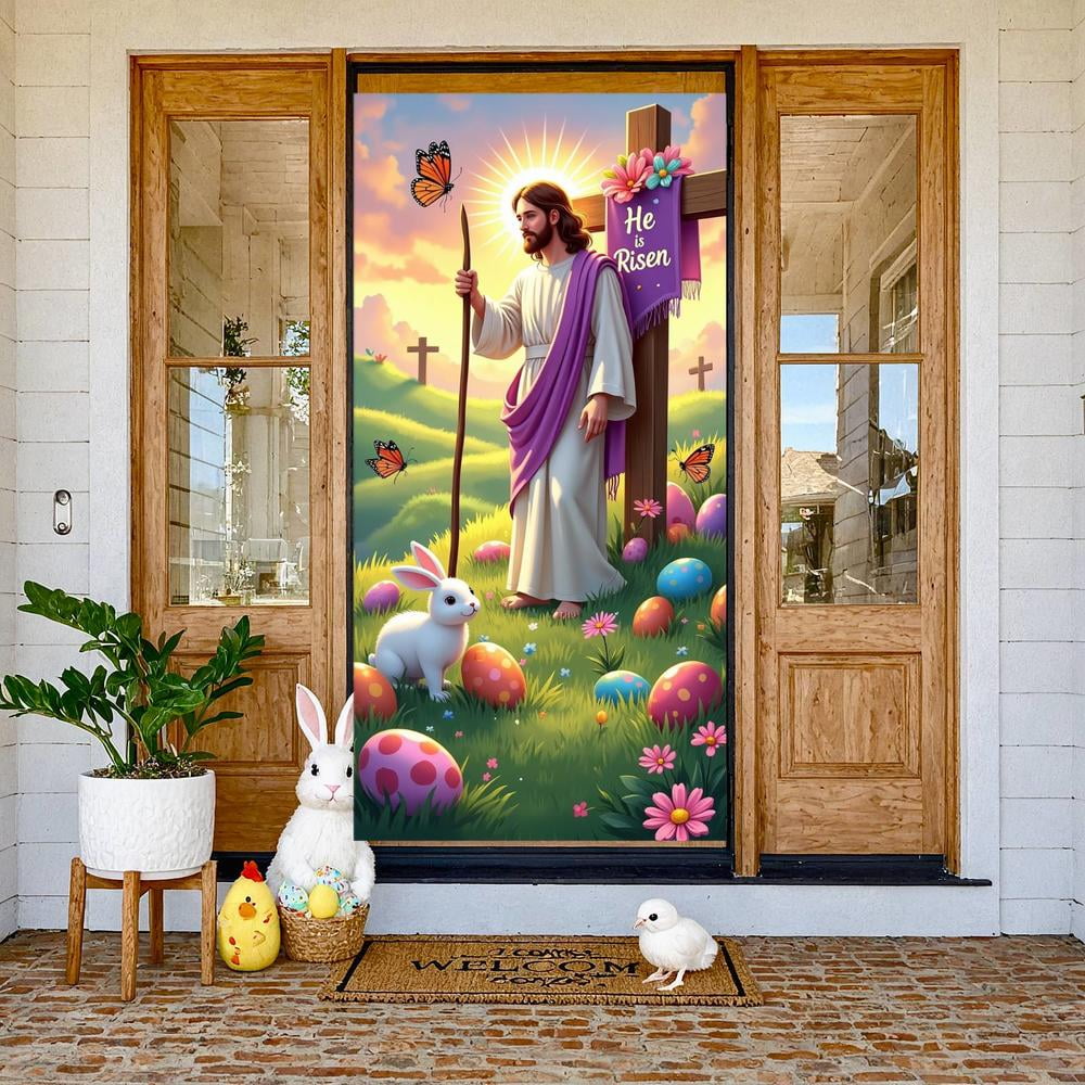 Stained Glass Design Cross Banner Colorful Pattern Christian Backdrop ...