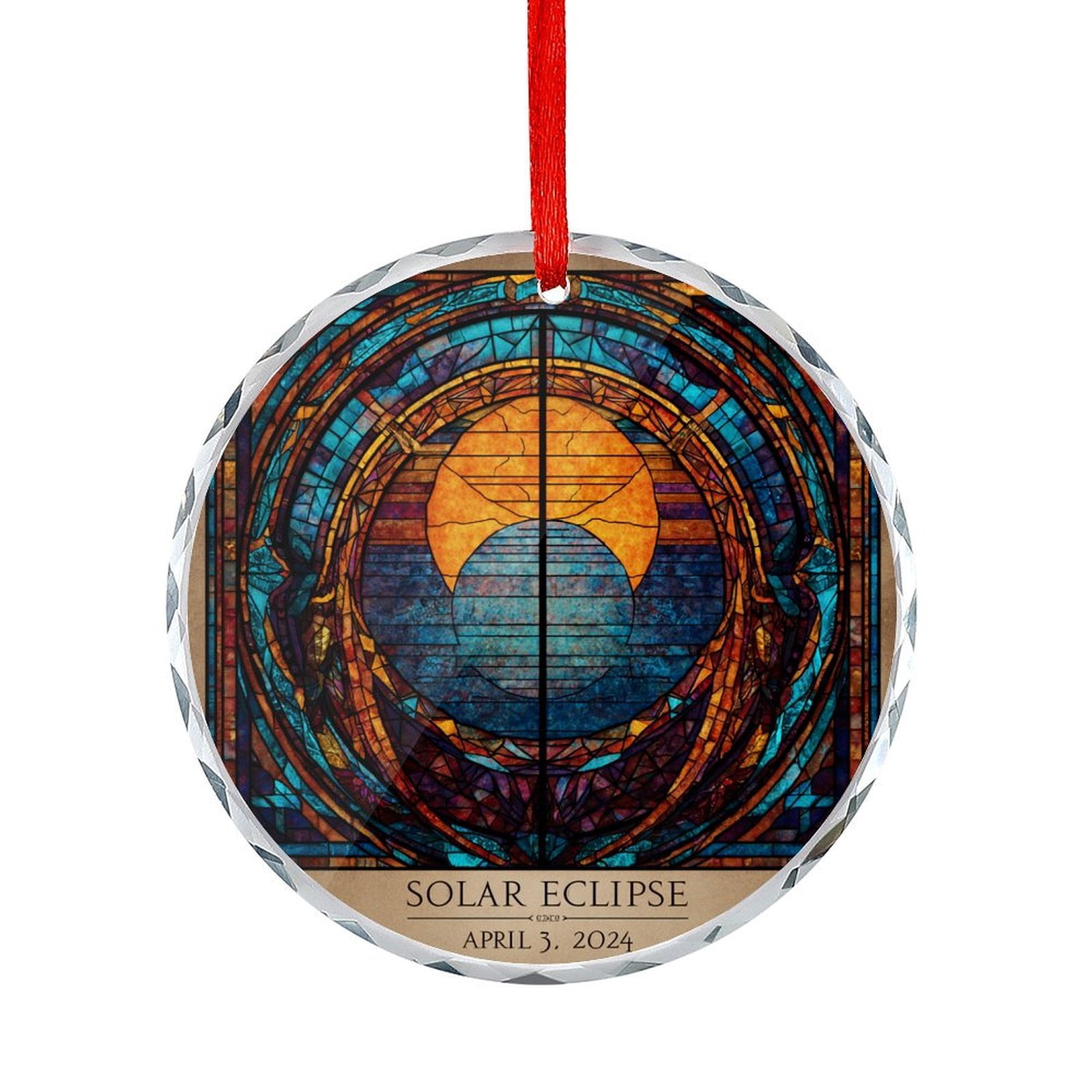 Stained Glass Design of A Solar Eclipse Christmas Ornament Custom Solar ...