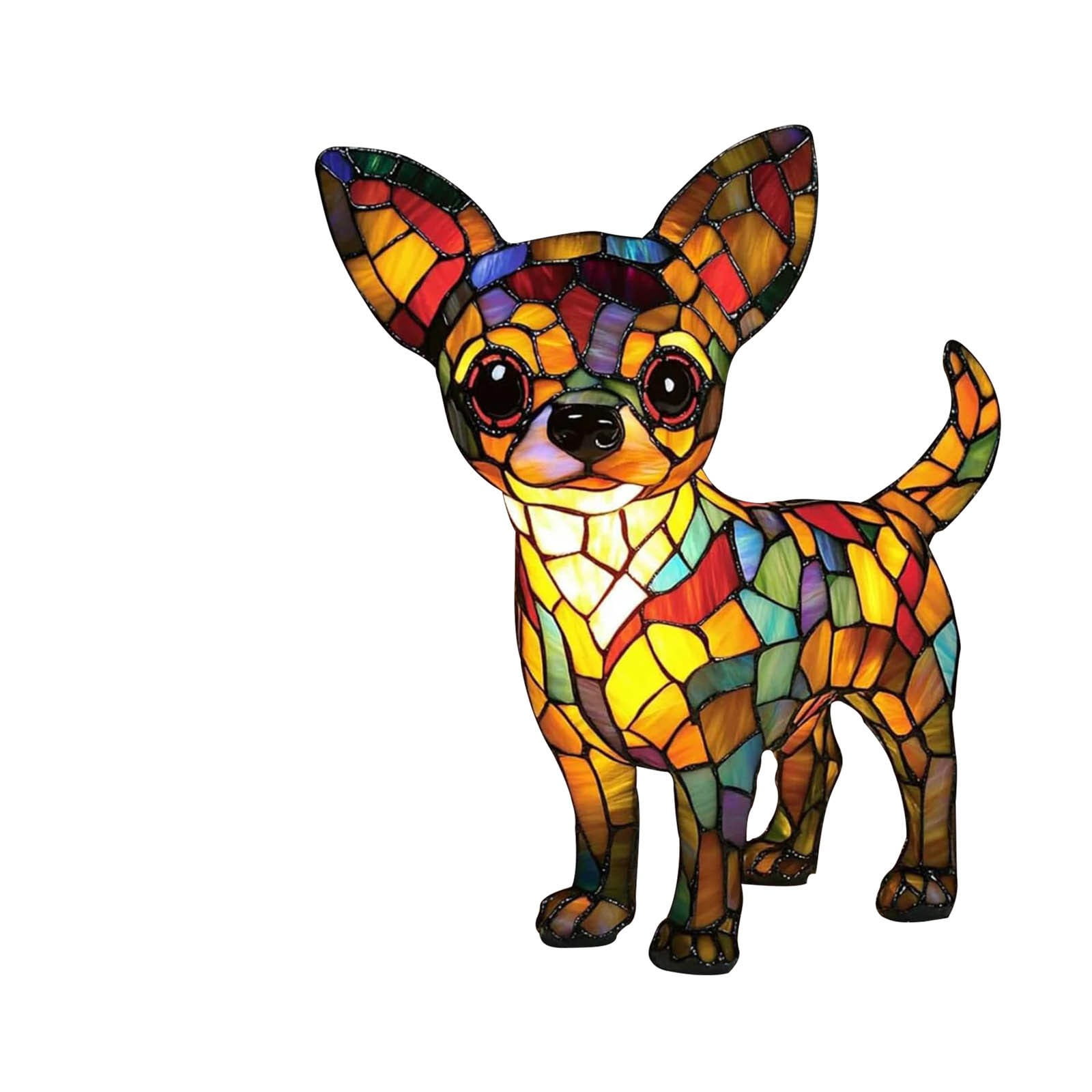Stained Glass Dog Lamp Unique Handcrafted Style Boxer Figurine Light ...