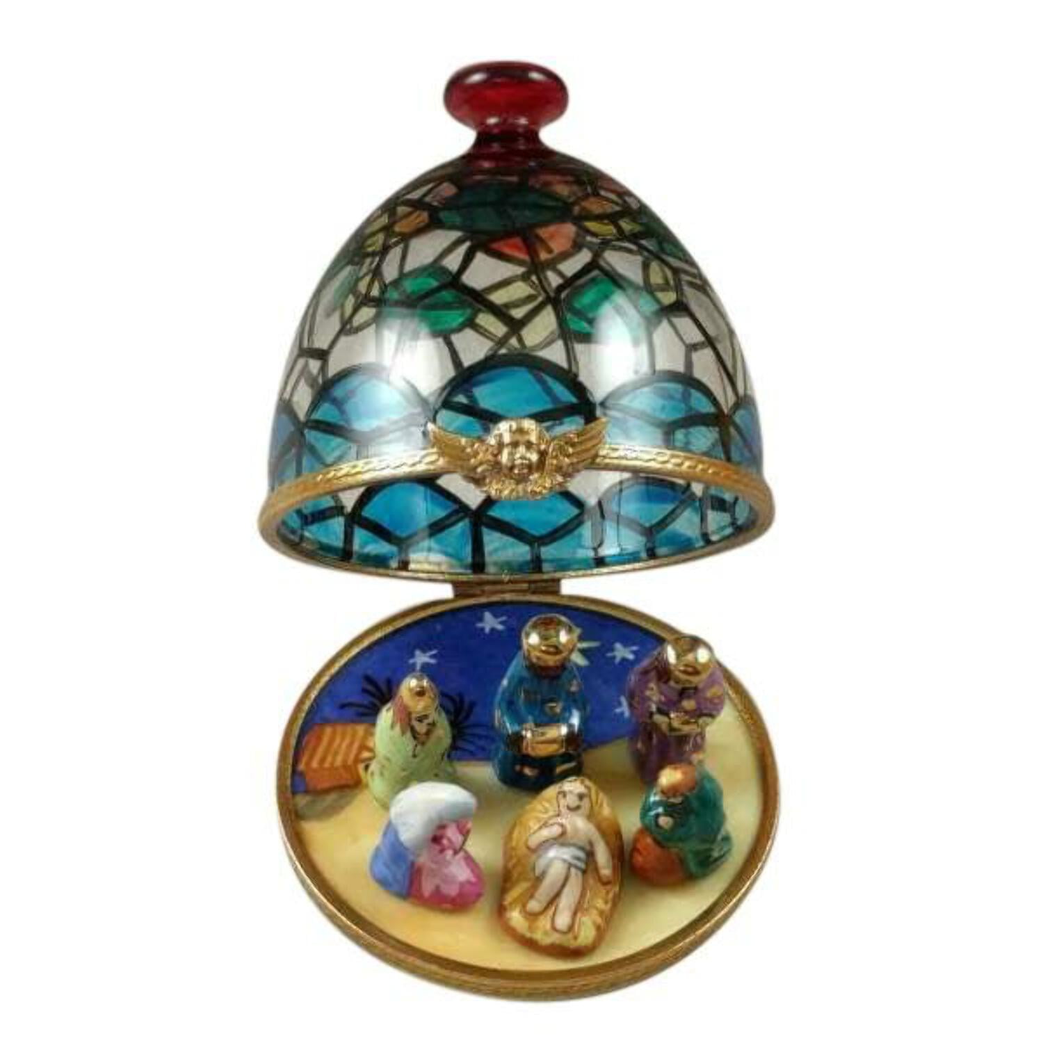 Stained Glass Dome with Nativity Inside Limoges Box Limoges Box ...