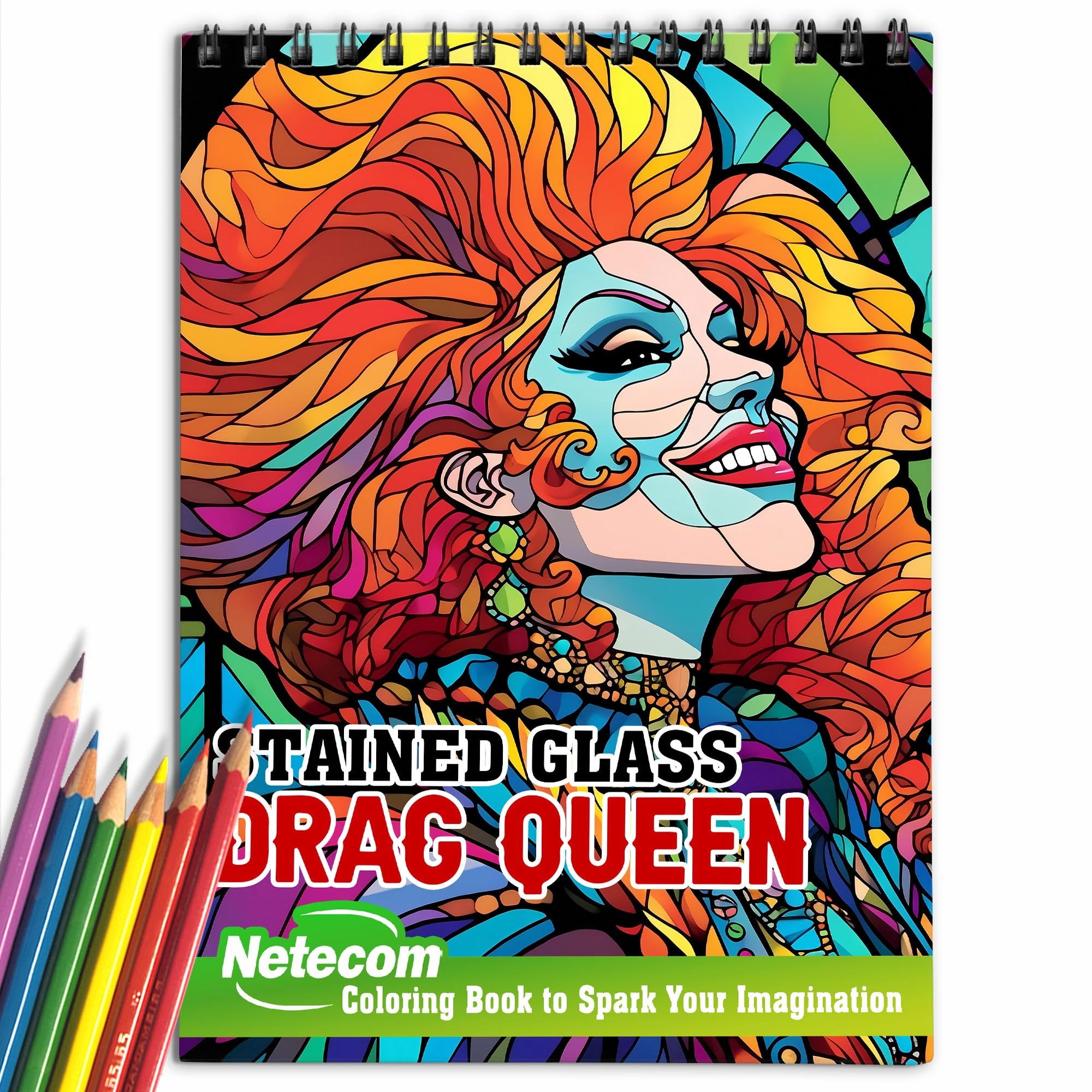 Stained Glass Drag Queen Spiral Bound Coloring Book, Embark on a ...