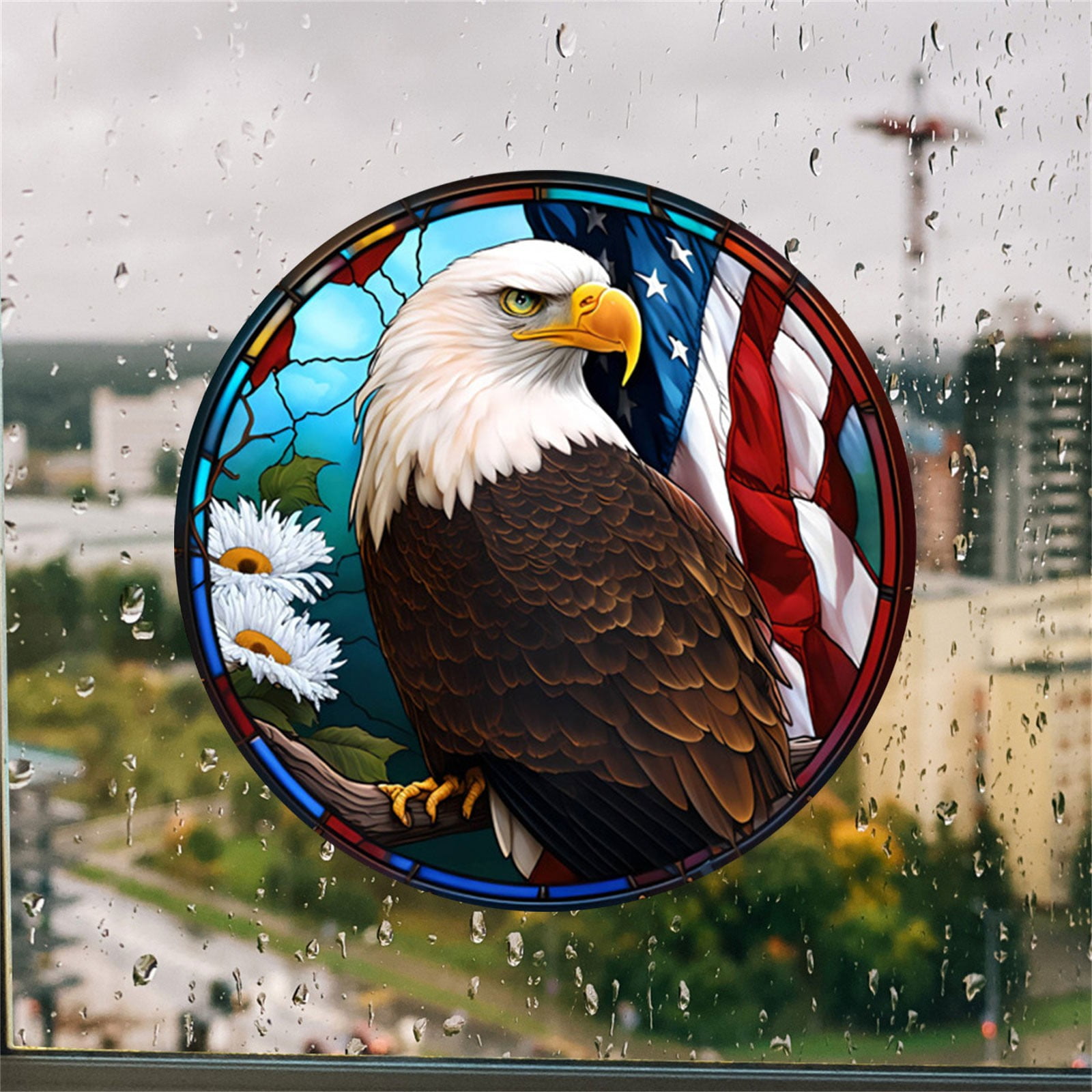 Stained Glass Effect 4th of July Window Clings Patriotic Window Decals ...