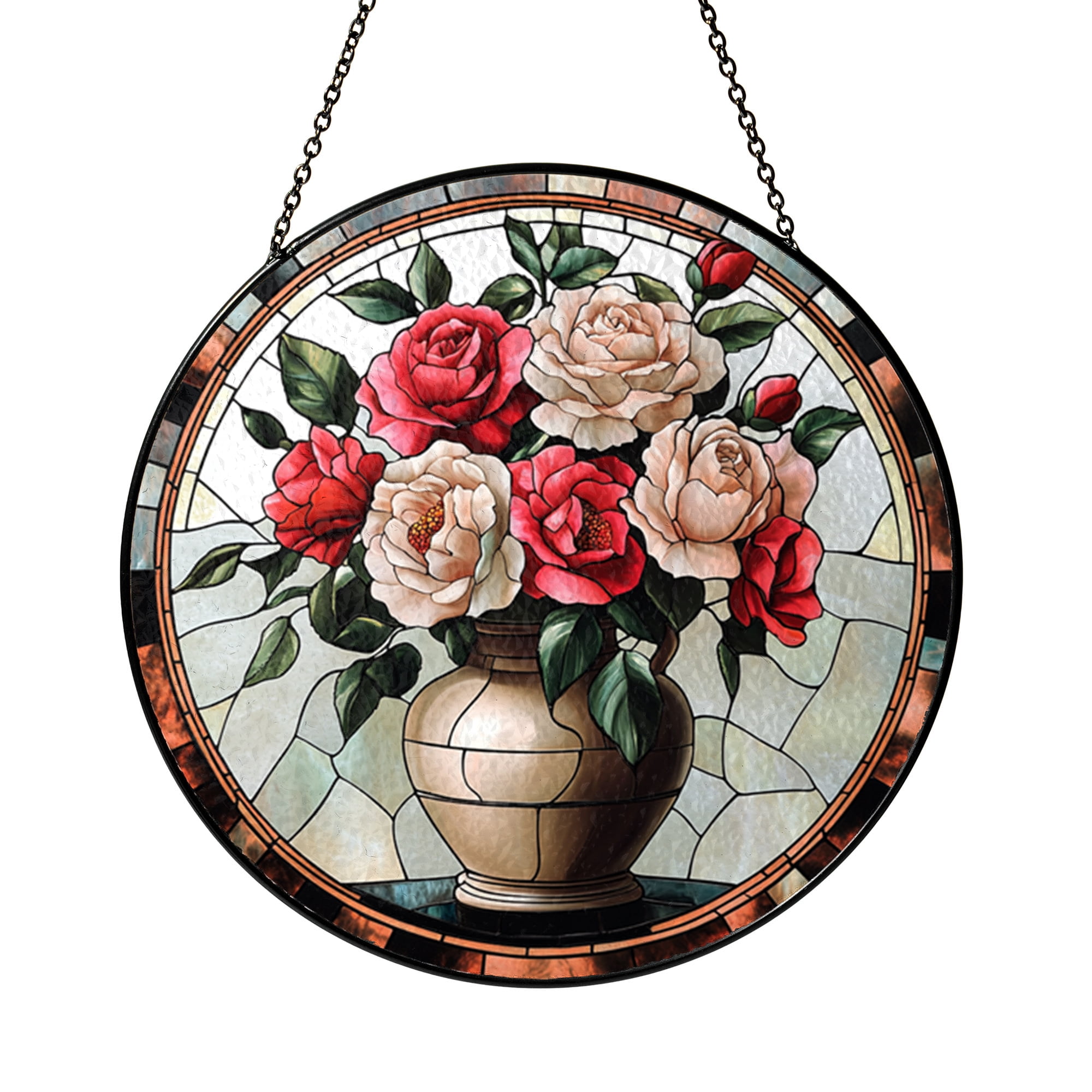 Stained Glass Flower Art Window Hanging Decor - Walmart.com