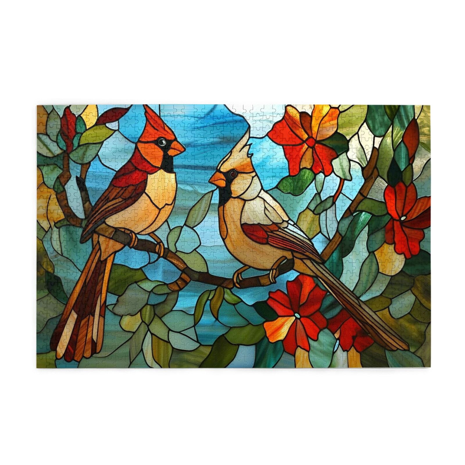 Stained Glass Flower Bird 1000 Pieces Wooden Jigsaws Puzzle for Adults ...